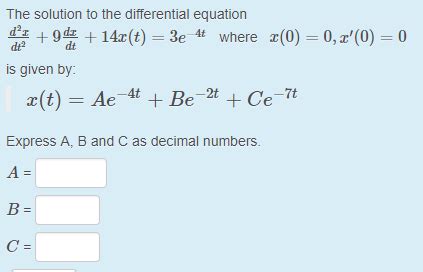 Solved The Solution To The Differential Equation Dt Dt Is Chegg