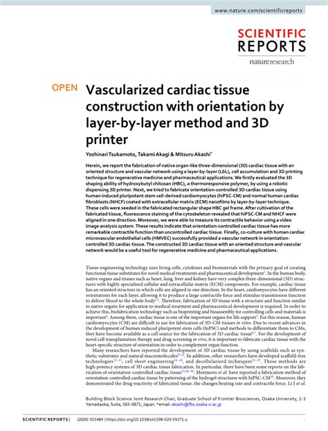 Pdf Vascularized Cardiac Tissue Construction With Orientation By