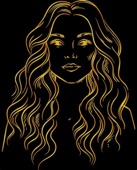 Premium Vector A Drawing Of A Woman With Long Curly Hair