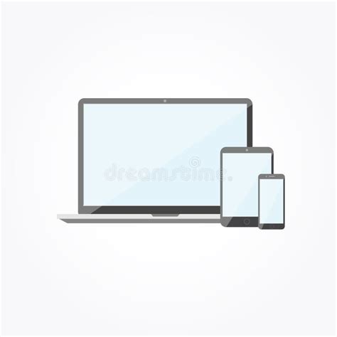 Electronic Devices With Blank Screens Laptop Smartphone Flat Design