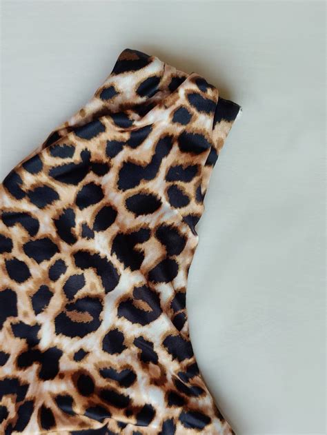 Joyfunear One Shoulder Leopard Print High Split Dress Shein Usa