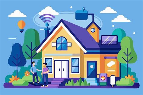 two individuals interact in front of a customizable smart home