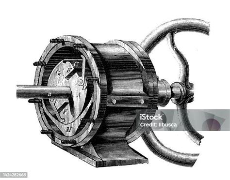 골동품 삽화 응용 역학 증기 구동 회전 기계 터너 19세기에 대한 스톡 벡터 아트 및 기타 이미지 19세기 19세기 스타일