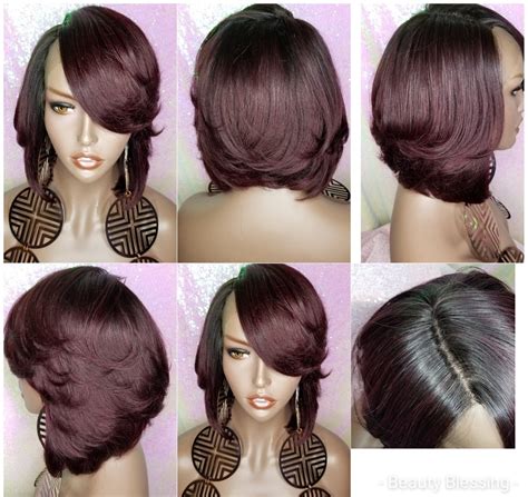 Glueless Brazilian Remy Lace Front Human Hair Wig Straight Dark Plum