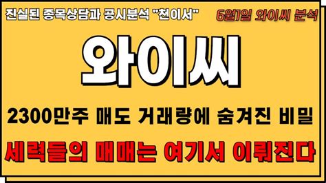 와이씨 2300만주 매도 거래량에 숨겨진 비밀 세력들의 매수와 매도는 여기서 이뤄진다 와이씨 와이씨주가전망
