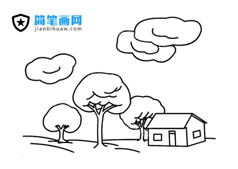 树林中的小房子简笔画图片 简笔画网