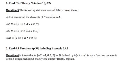 Solved 2 Read Set Theory Notation” P27 Question 3 The