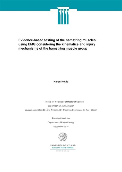 Pdf Evidence Based Testing Of The Hamstring Muscles Using Emg