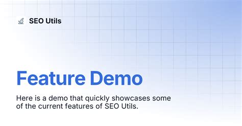 Feature Demo Seo Utils