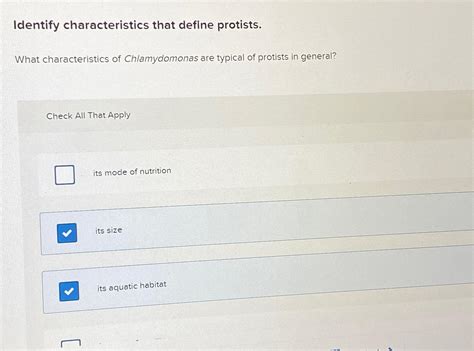Solved Identify Characteristics That Define Protistswhat