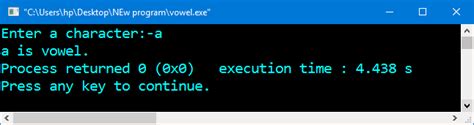 program in c to check a given character is vowel or consonant using