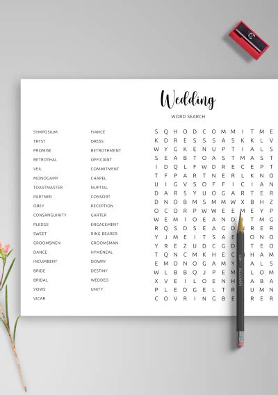 Wedding Word Search Print Bridal Shower Word Search Words And Games