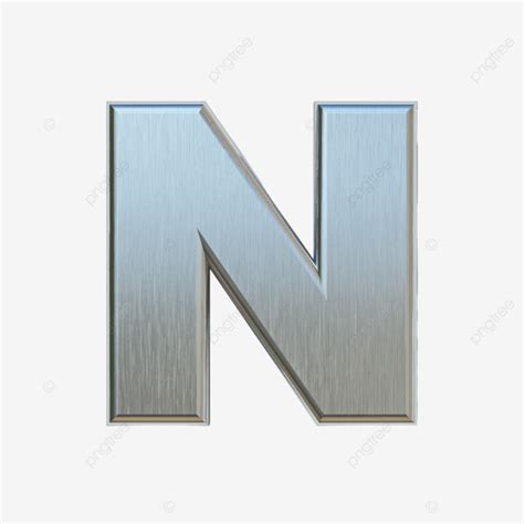 حرف الخط المعدني المصقول N ظل ثلاثي الأبعاد استدعاء الطباعة حديد Png