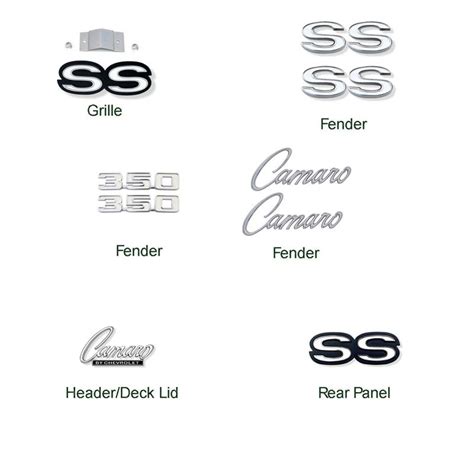 1969 Camaro Emblem Kit Ss Rs 350