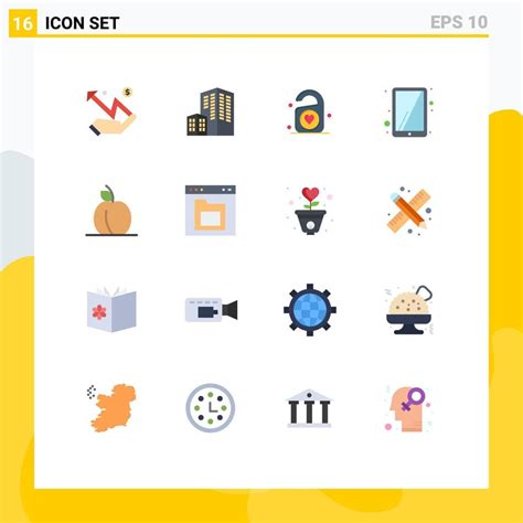 16 Thematic Vector Flat Colors And Editable Symbols Of Browser Food Love Apricot Tablet Editable