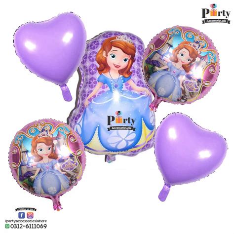 Sofia The First Birthday Theme Foil Balloons Set Partyaccessories Pk