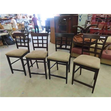 4 Wood Tall Dining Room Chairs With Upholstered Seats