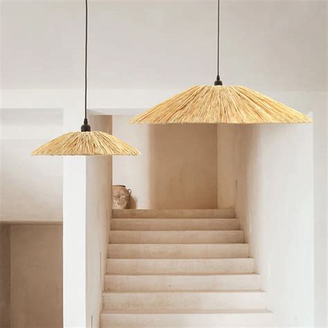 Lucia Raffia Pendant Light Medium 1lt Natural The Lighting Outlet Nz