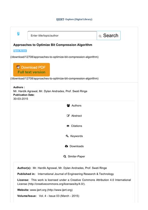 Pdf Approaches To Optimize Bit Compression Algorithm