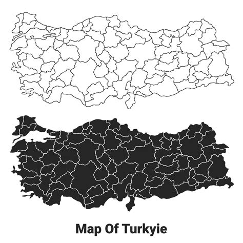 Vector Black Map Of Turkey Country With Borders Of Regions 36323661