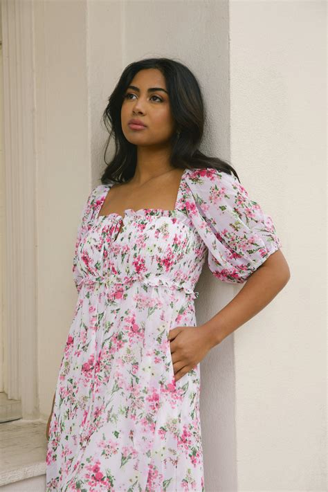 White And Pink Floral Dress