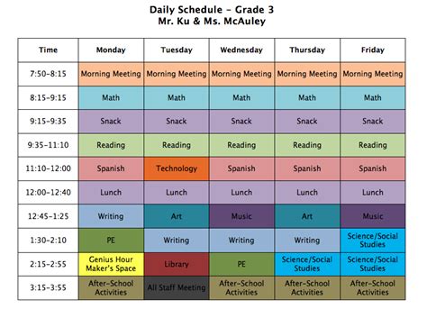 Grade 3 Daily Schedule Pdf Frosdprograms