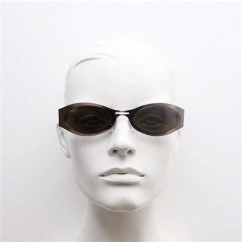 2000s Vintage Wraparound Angular Sunglasses Brown Ch Gem