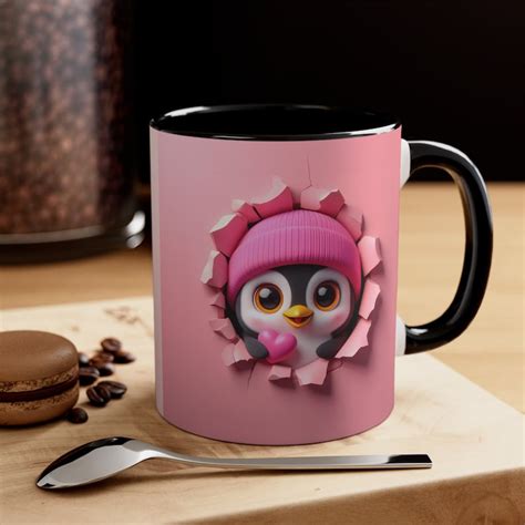 Cute Penguin Mug Accent Penguin Coffee Mug Valentine Penguin Mug