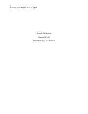 Module 5 Reflection Docx 1 Running Head MOD 5 REFLECTION Module 5