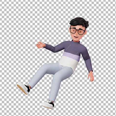 Premium Psd 3d Male Character Floating Pose And Smiling