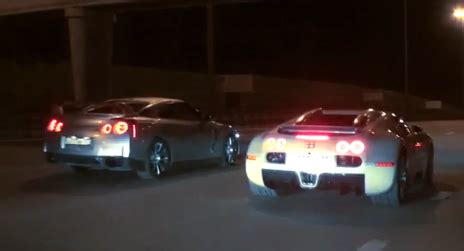 Street Race Video Bugatti Veyron Vs Nissan GT R Automotive Addicts