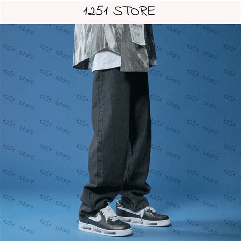 Bonsir Straight Jeans Men White Loose Denim Trousers Neutral Jean Stre