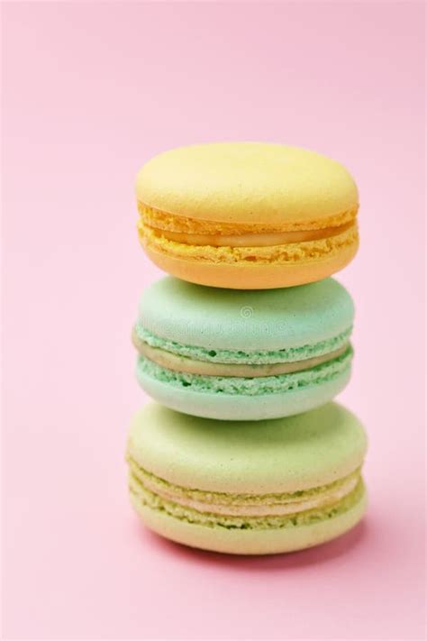 Macarons Colorful Macaroons On Pink Background Stock Image Image Of