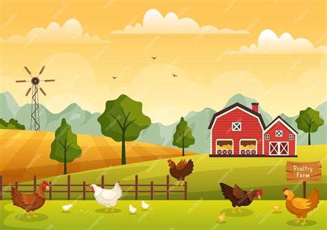 Premium Vector Poultry Farming With Chicken And Egg Farm On Green