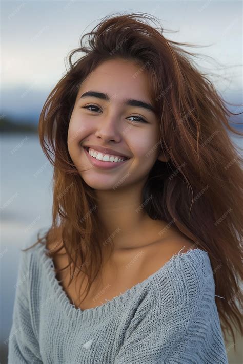 Premium Photo Portrait Of A Smiling Girl In Her Twenties With Random