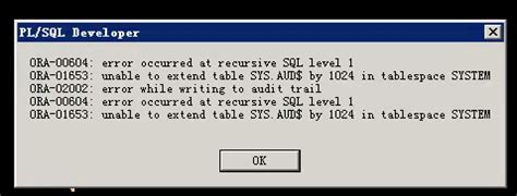 Ora Error Occurred At Recursive Sql Level Ora Error