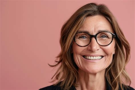 Premium Photo An Older Woman With Glasses Smiling At The Camera