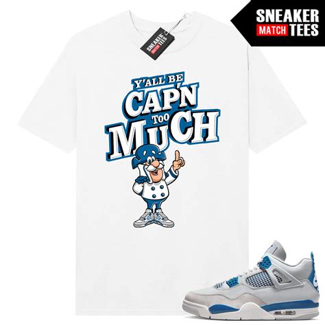 Military Blue 4s Sneaker Tees Match White CAPN Too Much