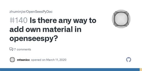 is there any way to add own material in openseespy · issue 140