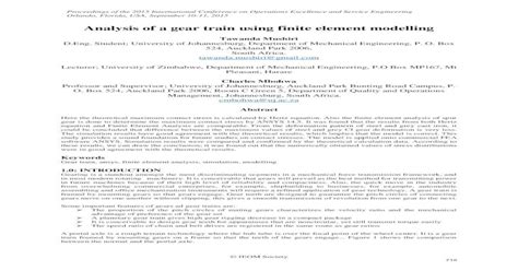 Pdf Analysis Of A Gear Train Using Finite Element Modelling Dokumen
