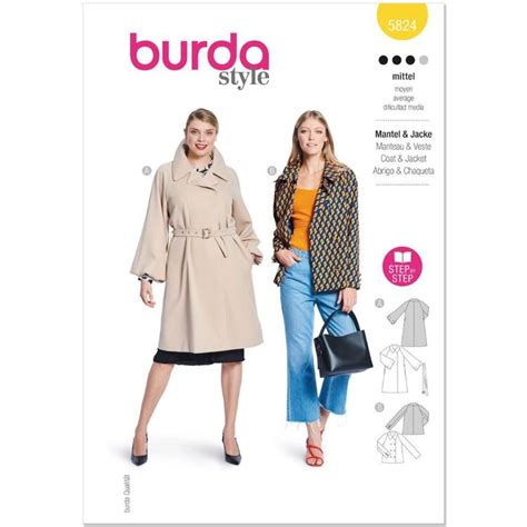 Burda 5824 Misses Jacket And Coat Pattern 10 20