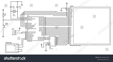 Vector Electrical Schematic Diagram Graphic Lcd Stock Vector Royalty