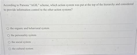 Solved According To Parsons Agil Scheme Which Action