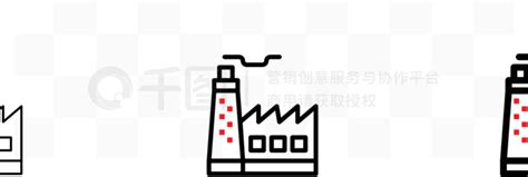 建筑，工厂，建筑，工业大胆和细黑线图标集模板免费下载eps格式1490像素编号38113395 千图网