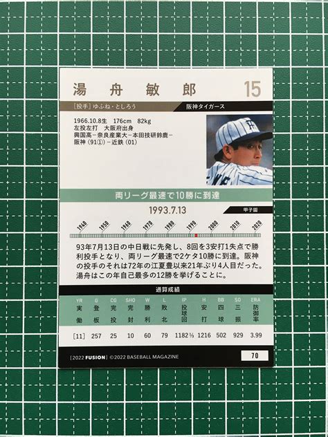 Yahooオークション Bbm 2022 Fusion 70 湯舟敏郎 阪神タイガース
