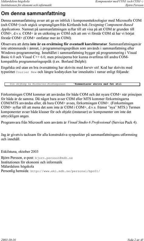 MÄlardalens HÖgskola Institutionen För Ekonomi Och Informatik