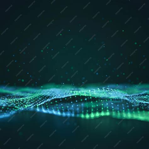 Abstract Blue Green Technology Background With A Cyber Network Grid And