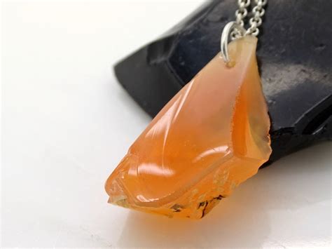 Raw Fire Opal Necklace Silver Rough Opal Pendant Raw Opal Etsy