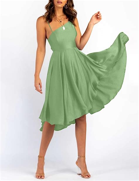 Chriselda Asymmetric Spaghetti Strap Satin Cocktail Dress