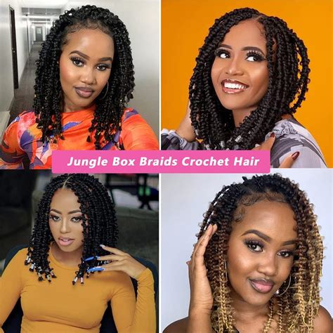 12 Inch Bob Box Braids Crochet Hair Pre Looped Butterfly Locs Jungle